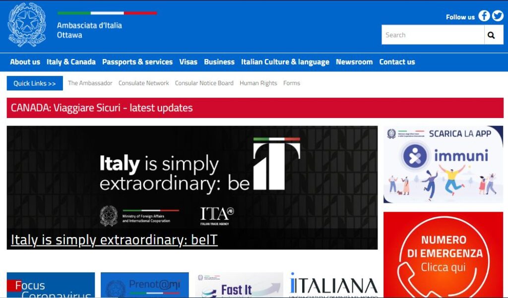 Applying Stratagem for Italian Schengen Visa from Ottawa, CA