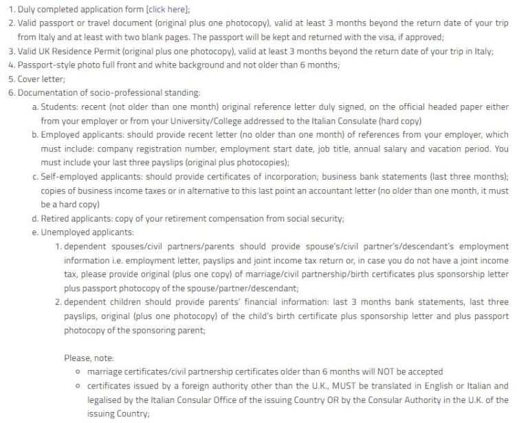 Apply Italian Schengen Visa from UK In 6 Simple Steps