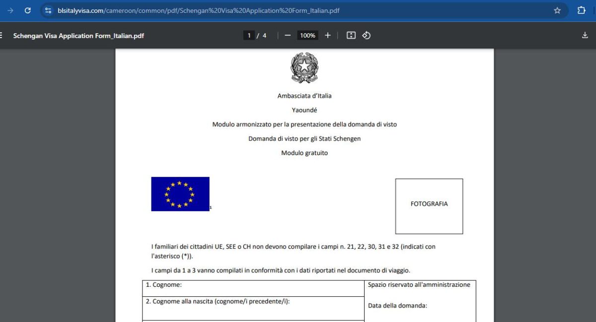 Step-by-Step Tutor for Apply Italian Schengen Visa from Cameroon